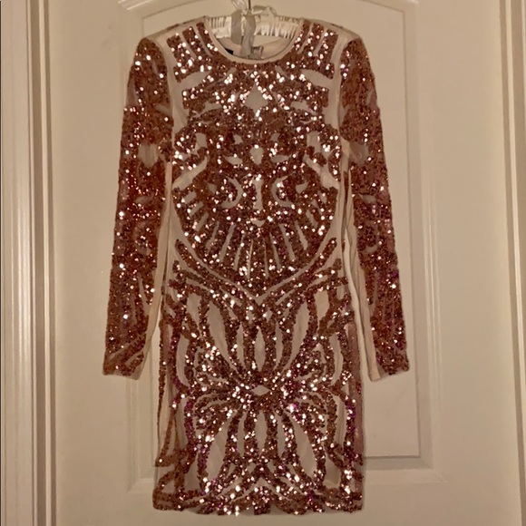 bebe | Dresses | Bebe Rose Gold Sequin Formal Dress | Poshmark